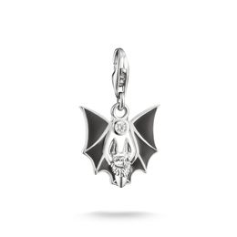 Charm-Einh&auml;nger Thomas Sabo "True Romance Fledermaus-Design Charm - Original", silberfarben, schwarz, kristallwei&szlig;, kristallwei&szlig;, Charms, Damen, Silber 925 (recycelt), Charm-Einh&auml;nger, mit Zirkonia (synth.)