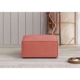 Hocker Home Affaire "SHERWOOD", rot (coral), B:80cm H:42cm T:80cm, 100% Polyester, Hocker, Hocker, Hocker quadratisch, ideale Erg&auml;nzung zum Loveseat SHERWOOD