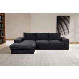Ecksofa WERK2 "Rozzana Design Ecksofa mit hohem Komfort, zeitlos & elegant, L-Form", schwarz, B:280cm H:86cm T:190cm, 100% PES, Sofas, Ecksofa, in kuschelweichen Trendstoffen Cord, Breitcord und Pl&uuml;sch