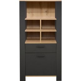 M&auml;usbacher Stauraumschrank M&Auml;USBACHER "Nele", schwarz (anthrazit matt lack, asteiche), B:63cm H:152cm T:44cm, Schr&auml;nke, Stauraumschrank, H&ouml;he 152 cm