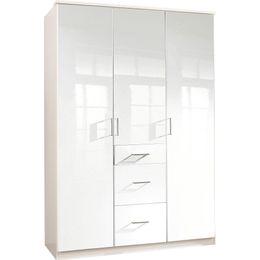 Kleiderschrank wimex "Clack", wei&szlig; (wei&szlig;, wei&szlig; hochglanz), B:135cm, Schr&auml;nke, Kleiderschrank