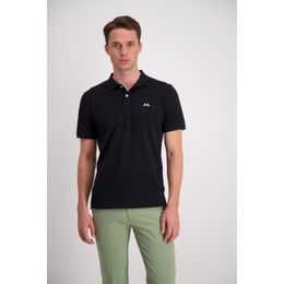 Poloshirt LINDBERGH, Herren, Gr. M, schwarz, Single Jersey, Obermaterial: 95% Baumwolle, 5% Elasthan, unifarben, regular fit h&uuml;ftbedeckend, Rundhals, B&uuml;ndchen, Shirts Poloshirt, mit Logostickerei