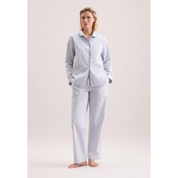 Pyjama Seidensticker, Damen, Gr. 46, hellblau, 100% Baumwolle, gestreift, Homewear-Sets Pyjama