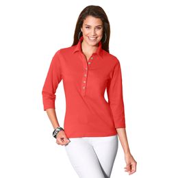 Poloshirt Casual Looks "Poloshirt", Damen, Gr. 38, rot (korallenrot), 50% Baumwolle, 50% Modal, unifarben, ohne Ausschnitt, Shirts Poloshirt