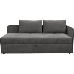 Schlafsofa Alina "Marla", grau (anthrazit xbo 9), B:205cm H:73cm T:95cm, Struktur fein XBO (100% Polyester), Sofas, Schlafsofa, inkl. Stauraum & 2 R&uuml;ckenkissen, Armlehne wahlweise links oder rechts