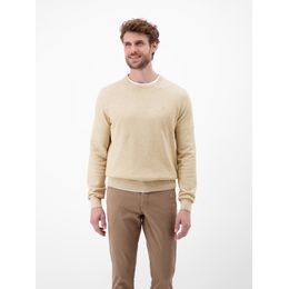 Strickpullover Lerros, Herren, Gr. L, blau (tender beige), Strick, Obermaterial: 100% Baumwolle, unifarben, regular fit taillenbedeckt, Rundhals, Rippb&uuml;ndchen, Pullover Strickpullover, mit Rippb&uuml;ndchen