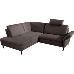 Ecksofa Alina "Janis", grau (quarzgrau gdu 19), B:252cm H:108cm T:207cm, Microfaser Antiklederoptik (100% Polyester), Sofas, Ecksofa, inkl. Sitztiefenverstellung und Kopfst&uuml;tze