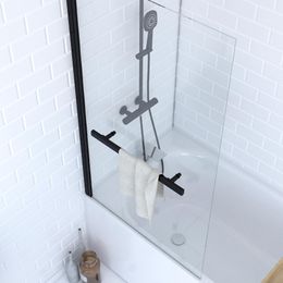 Badewannenfaltwand MARWELL "Prime", wei&szlig;, neutral, B:85cm H:150cm T:8cm, Duschw&auml;nde, Badewannenfaltwand, schwarzes Aluminiumprofil