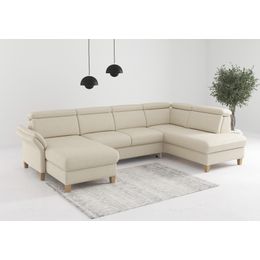 Wohnlandschaft Home Affaire "Glendale, U-Form", sand, B:321cm H:84cm T:193cm, 100% Polyester, Sofas, Wohnlandschaft, inkl. Kopfteilverstellung, wahlweise mit Vorziehsitz und Bettkasten