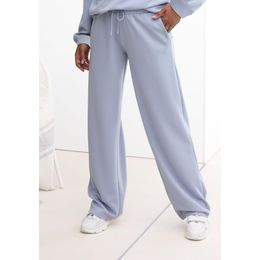 Loungehose Copenhagen Studios, Damen, Gr. 40/42, N-Gr, blau (hellblau), Sweatware, Obermaterial: 54% Modal, 40% Polyester, 6% Elasthan, unifarben, bequem lang, Hosen Loungehose, extra softes Material