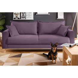 3-Sitzer Home Affaire "Edina", lila (aubergine), B:210cm H:74cm T:84cm, Webstoff (100% Polyester);Baumwollmix (50% Baumwolle, 50% Polyester);Baumwollmix (50% Baumwolle, 50% Polyester), Sofas, 3-Sitzer, auch in Baumwollmix-Bezug, im skandinavischem Stol