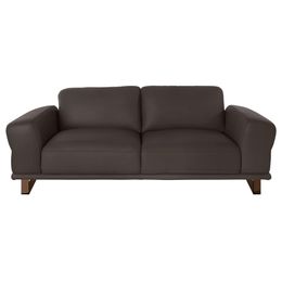 2,5-Sitzer W.Schillig "montanaa", braun (braun z59), B:212cm H:78cm T:94cm, Sofas, 2 5-Sitzer, mit Metallkufen in Bronze pulverbeschichtet, Breite 212 cm