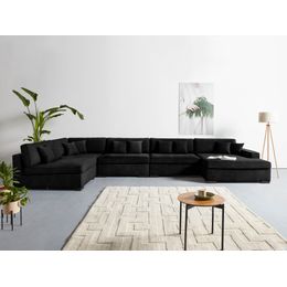 Wohnlandschaft Home Affaire "Skara XXL U-Form", grau (anthrazit), B:510cm H:86cm T:250cm, 100% Polyester, Sofas, Wohnlandschaft, Lounge-Sofa XXL mit Federkern-Polsterung, in vielen Bezugsvarianten