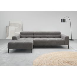 Ecksofa Home Affaire "Ecksofa Claya, L-Form, Kopfteilverstellung, Breite 258 cm", dunkelgrau, B:258cm H:71cm T:179cm, 88% Polyester, 12% Polyacryl, Sofas, Ecksofa, Moderne Steppung, weicher Polsteraufbau & saugroboterfreundliche H&ouml;he