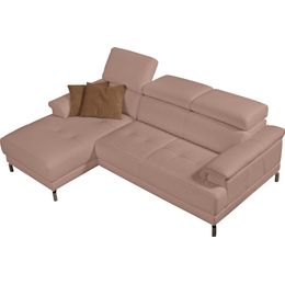Ecksofa Egoitaliano "Soul, Design und Sitzkomfort auf hohem Niveau, tolle Details, L-Form", rosa (millenium rose), B:250cm H:99cm T:166cm, Leder &raquo;BULL&laquo; (echtes Rindsleder). Geschliffenes, pigmentiertes und behandeltes Rindsleder mit einer Dicke von 1, 3-1, 5 mm. Dieses Leder zeigt eine ziemlich weiche Hand mit einem halb undurchsichtigen Aussehen. Es handelt sich um ein gesch&uuml;tztes Leder. Eine lei