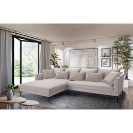 Ecksofa exxpo - SOFA FASHION "Piazza, elegant und edel, Designsofa mit tollem Sitzkomfort", beige, B:321cm H:90cm T:187cm, Sofas, Ecksofa, Longchair Ecke in hochwertiger Verarbeitung, Stellma&szlig;e 321x187 cm