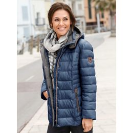 Steppjacke Casual Looks, Damen, Gr. 40, blau (jeansblau), 100% Polyester, gemustert, mehrfarbig, unifarben, figurumspielend, Jacken Steppjacke