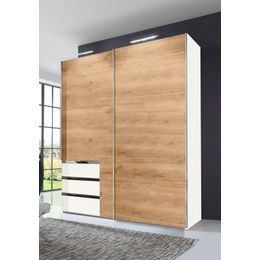 Schwebet&uuml;renschrank wimex "Level by fresh to go", wei&szlig; (wei&szlig;, plankeneichefarben), B:250cm H:236cm T:65cm, Schr&auml;nke, Schwebet&uuml;renschrank