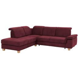 Ecksofa Home Affaire "Dalia L-Form", rot (bordeaux), B:256cm H:83cm T:221cm, Luxus-Microfaser Florence (100% Polyester);Luxus-Microfaser weich (90% Polyester, 10% Polyamid);Webstoff (100% Polyester), Sofas, Ecksofa, mit Federkernpolsterung, wahlweise mit Bettfunktion, Bettkasten