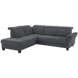 Ecksofa Home Affaire "Solvei L-Form", grau, B:260cm H:104cm T:235cm, Luxus-Microfaser Lederoptik (100% Polyester);Struktur (100% Polyester);Luxus-Microfaser ALTARA NUBUCK (100% Polyester), Sofas, Ecksofa, wahlweise auch mit Kopfteilverstellung und Bettfunktion, Federkern
