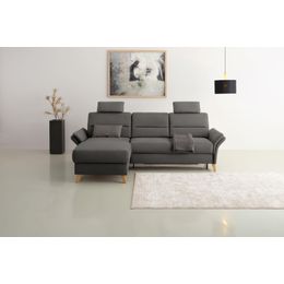 Ecksofa Home Affaire "Westerland L-Form", grau, B:252cm H:90cm T:162cm, 98% Polyester 2% Polyamid, Sofas, Ecksofa, Federkern-Polsterung, wahlweise mit Bettfunktion, Bettkasten