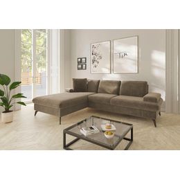 Sit & More Ecksofa SIT & MORE "Morris Jubi L-Form, B: 247 cm", braun (hellbraun), B:247cm H:83cm T:171cm, 100% Polyester, Sofas, Ecksofa, mit Armteilfunktion & 1 Zierkissen, optional Bettfunktion