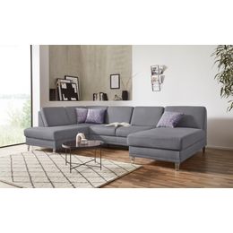 Sit & More Wohnlandschaft SIT & MORE "Clio U-Form", grau, B:319cm H:89cm T:190cm, Sofas, Wohnlandschaft, wahlweise mit Bettfunktion und Bettkasten, inklusive Federkern