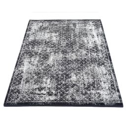 Teppich WK Wohnen "BLACKLINE DIAMOND", schwarz (schwarz, grau), B:160cm H:8mm L:230cm, Polyacryl, Viskose, Teppiche, Teppich, fein eingefasst, sowie speziell veredelt, besonders flache Struktur