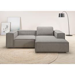Ecksofa Home Affaire "Watertown, kompakte L-Form, 246 cm breite f&uuml;r kleinere R&auml;ume", grau, B:246cm H:68cm T:171cm, 95% Polyester, 5% Nylon, Sofas, Ecksofa, modernes Ecksofa mit Feincordbezug, platzsparend & bequem