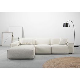 Ecksofa Home Affaire "Glimminge auch in Breitcord, Feincord, Boucl&eacute; + Easy care-Bezug", wei&szlig;, B:294cm H:71cm T:191cm, 96% Polyester, 4% Polyacryl, Sofas, Ecksofa, L-Form, Breite 294, Zierkissen