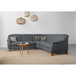 Ecksofa Home Affaire "Caldera L-Form", grau (dunkelgrau), B:270cm H:91cm T:250cm, 100% Polyester, Sofas, Ecksofa, Federkern, wahlweise mit Kopfteilverstellung, Bettfunktion, Bettkasten