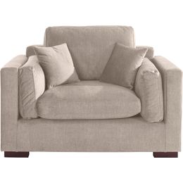 Loveseat Home Affaire "Fresh Pond Sessel", beige, B:140cm H:95cm T:96cm, 100% Polyester, Sessel, Loveseat, weicher Sitzkomfort, incl. Zierkissen, B/T/H: 140/96/95 cm