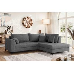 Ecksofa OTTO HOME "LEEVKE Design-Sofa mit Ottomane rechts/links bestellbar, Breite 232 cm", anthrazit, B:232cm H:80cm T:190cm, 92% Polyester, 8% Nylon, Sofas, Ecksofa, in vielen modernen Farben erh&auml;ltlich, belastbar bis 480 kg