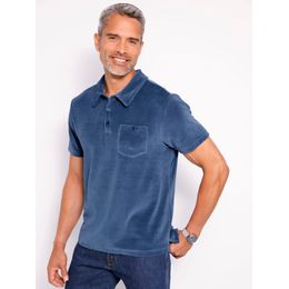 Langarmshirt CLASSIC "Kurzarm-Poloshirt", Herren, Gr. 60/62, blau (jeansblau), 80% Baumwolle, 20% Polyester, unifarben, Shirts Langarmshirt