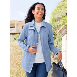 Canvasjacke Casual Looks, Damen, Gr. 44, bleu, 85% Polyester, 15% Baumwolle, unifarben, Jacken Canvasjacke