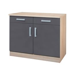 Unterschrank KOCHSTATION "KS-Toronto, Breite 100 cm", grau (anthrazit, eiche sonoma), B:100cm H:85cm T:60cm, Holzwerkstoff, Schr&auml;nke, Unterschrank