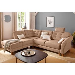 Ecksofa Home Affaire "Trondheim L-Form", braun (schoko), B:260cm H:89cm T:90cm, Struktur weich ( 97% Polyester, 3% Baumwolle);Luxus-Microfaser ALTARA NUBUCK (100% Polyester);Luxus-Microfaser Lederoptik (100% Polyester), Sofas, Ecksofa, mit Federkern