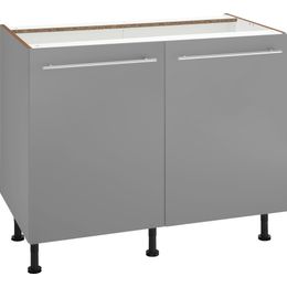 Unterschrank Optifit "Bern", grau (basaltgrau, basaltgrau), B:100cm H:87cm T:58,4cm, Schr&auml;nke, Unterschrank, 100 cm breit, mit 2 T&uuml;ren, mit h&ouml;henverstellbaren F&uuml;&szlig;en