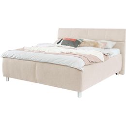 Stauraumbett Alina "Marike", beige (beige gcp 11), B:219cm H:112cm L:218cm, Chenille GCP (100% Polyester), Betten, Stauraumbett, inklusive Lattenrost, wahlweise mit Matratze in verschiedenen Gr&ouml;&szlig;en