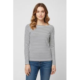 Langarmshirt Only "ONLKISS LIFE LS BOATNECK TOP CC JRS NOOS", Damen, Gr. S, cloud dancer stripes:luna stripes navy blazer, Jersey, Obermaterial: 95% Baumwolle, 5% Elasthan, gestreift, regular fit, Shirts Langarmshirt