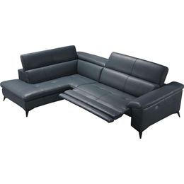 Ecksofa Egoitaliano "Martine, Multifunktionssofa mit Komfortfunktionen, edel und bequem", grau (smoke), B:272cm H:96cm T:203cm, Leder &raquo;BULL&laquo; (echtes Rindsleder). Geschliffenes, pigmentiertes und behandeltes Rindsleder mit einer Dicke von 1, 3-1, 5 mm. Dieses Leder zeigt eine ziemlich weiche Hand mit einem halb undurchsichtigen Aussehen. Es handelt sich um ein gesch&uuml;tztes Leder. Eine leichte Decksc