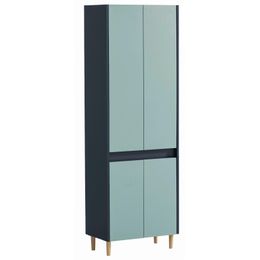 Hochschrank Welltime "Lovis, Breite 56 cm", blau (nachtblau, taubenblau), B:56,9cm H:170cm T:33cm, FSC-zertifizierter Holzwerkstoff, Schr&auml;nke, Hochschrank, Metallbeschl&auml;ge, M&ouml;belf&uuml;&szlig;e aus Massivholz