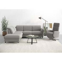 Sit & More Ecksofa SIT & MORE "Grenoble L-Form mit Federkern", grau, B:247cm H:85cm T:222cm, Sofas, Ecksofa, wahlweise mit Bettfunktion, Bettkasten, Arm- und Kopfteilverstellung