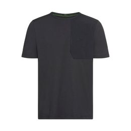 T-Shirt BOSS Green "Tee PKT Glamping", Herren, Gr. XXL, blau (dunkelblau402), Single Jersey, Obermaterial: 95% Baumwolle, 5% Elasthan, unifarben, regular fit, Rundhals, eingesetzt normaler Saum, Shirts T-Shirt, mit Materialmix
