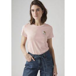 Levi's T-Shirt LEVI'S "THE PERFECT TEE", Damen, Gr. XS (34), lse_butterfly on daisy crystal pink, Single Jersey, Obermaterial: 100% Baumwolle, normal, Rundhals, abgesteppt, Shirts T-Shirt, mit Batwing-Logoprint