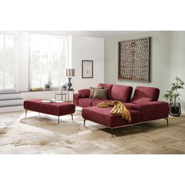 Ecksofa W.Schillig "run, Designsofa mit tollem Sitzkomfort, L-Form", rot (ruby rot z73), B:299cm H:88cm T:178cm, Longlife Xtra-Leder Z73: Naturwalkleder der Luxusklasse aus den erlesensten Rohh&auml;uten. Hautst&auml;rke 1, 1 &ndash; 1, 3 mm;ROHLEDER Jacquard-Flachgewebe Q2 W60 (63% Polyester, 37% Polyacryl);ROHLEDER Chenille-Flachgewebe Q2 W77 (68% Polyacryl, 32% Polyester);Stoff S37 (100% Polyester), Sofas, Eck