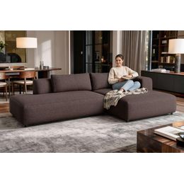 Ecksofa OTTO HOME "TIARRA Design-Sofa mit Ottomane recht/links bestellbar, Breite 287 cm", braun, B:287cm H:76cm T:168cm, 100% Polyester, Sofas, Ecksofa, L-Form mit hochelastischer Schaum und Wellenunterfederung