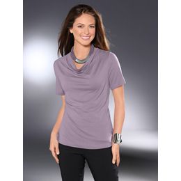 Wasserfallshirt Inspirationen "Shirt", Damen, Gr. 36, lila (lavendel), 95% Viskose, 5% Elasthan, unifarben, Wasserfallausschnitt, Shirts Wasserfallshirt