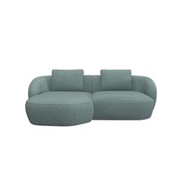 Wohnlandschaft FLEXLUX "Torino, rund, L-Form, Sofa-Ecke mit Recamiere, Longchair-Sofa", blau (sky blau), B:217cm H:85cm T:146cm, 62% Polyester, 17% Cotton, 14% Viscose, 7% Linen, Sofas, Wohnlandschaft, Modernes, organisches Sofa-Design, Kaltschaum, Wellenunterfederung