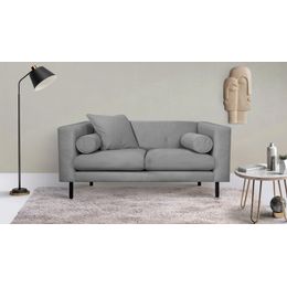2-Sitzer Home Affaire "Lillibeth Designsofa mit Wellenunterfederung, Ma&szlig;e B/T/H: 155/74/83 cm", grau, B:155cm H:83cm T:74cm, 100% Polyester, Sofas, 2-Sitzer, Zierkissen als Wendekissen, in Samtoptik oder Cord